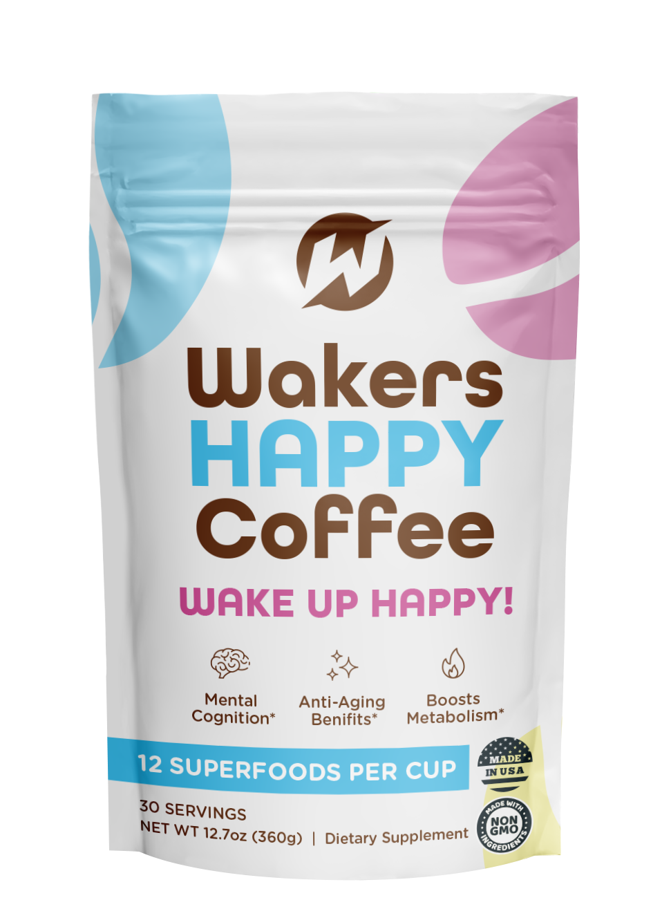 Wakers HAPPY Coffee®️ supports energy, focus, health, and happiness ...